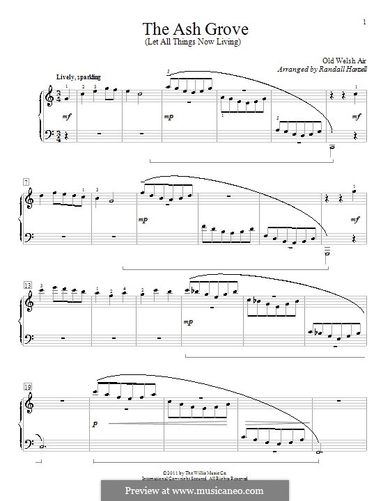 The Ash Grove (printable scores) by folklore - sheet music on MusicaNeo