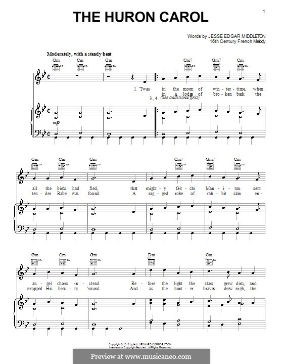 The Huron Carol by folklore - sheet music on MusicaNeo