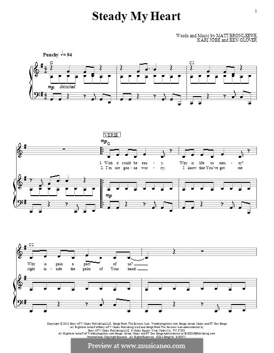 Steady My Heart by B. Glover, M. Bronleewe - sheet music on MusicaNeo