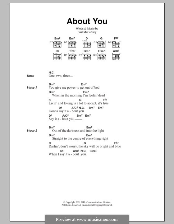 About You by P. McCartney - sheet music on MusicaNeo