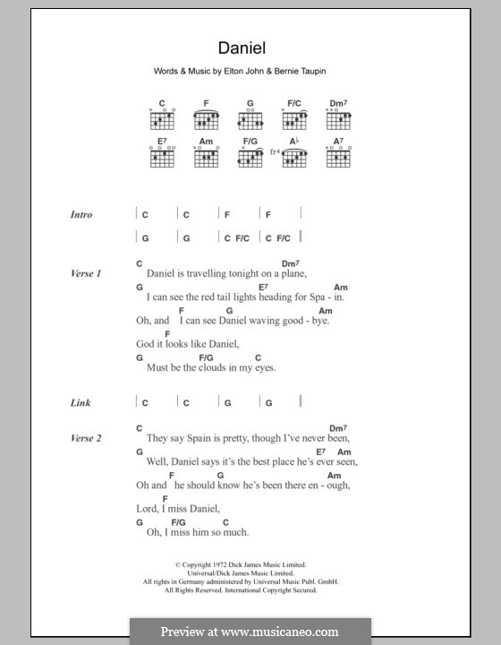 Daniel by E. John - sheet music on MusicaNeo