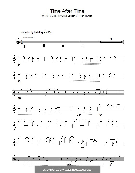 Time after Time by C. Lauper, R. Hyman - sheet music on MusicaNeo