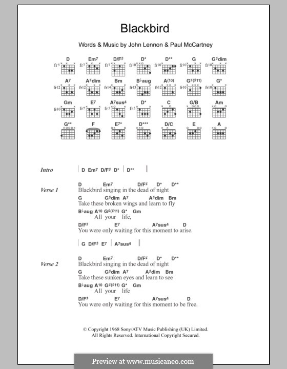 Blackbird (The Beatles) by J. Lennon, P. McCartney on MusicaNeo