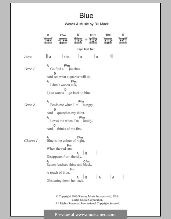 Blue (LeAnn Rimes) by B. Mack - sheet music on MusicaNeo