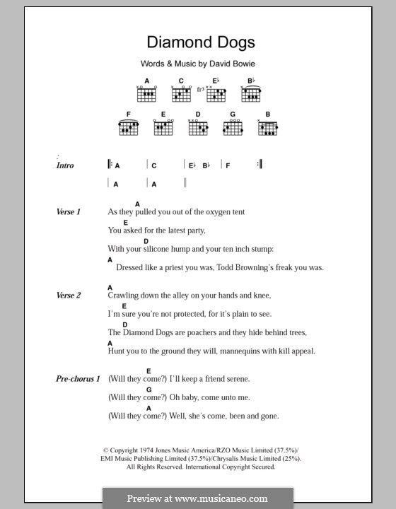 Diamond Dogs by D. Bowie - sheet music on MusicaNeo