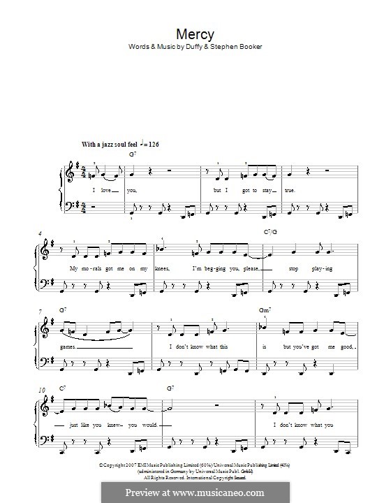 Mercy (Duffy) by A. Duffy, S. Booker - sheet music on MusicaNeo