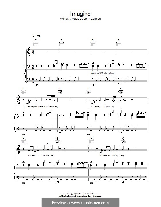 Vocal version (Imagine) by J. Lennon - sheet music on MusicaNeo