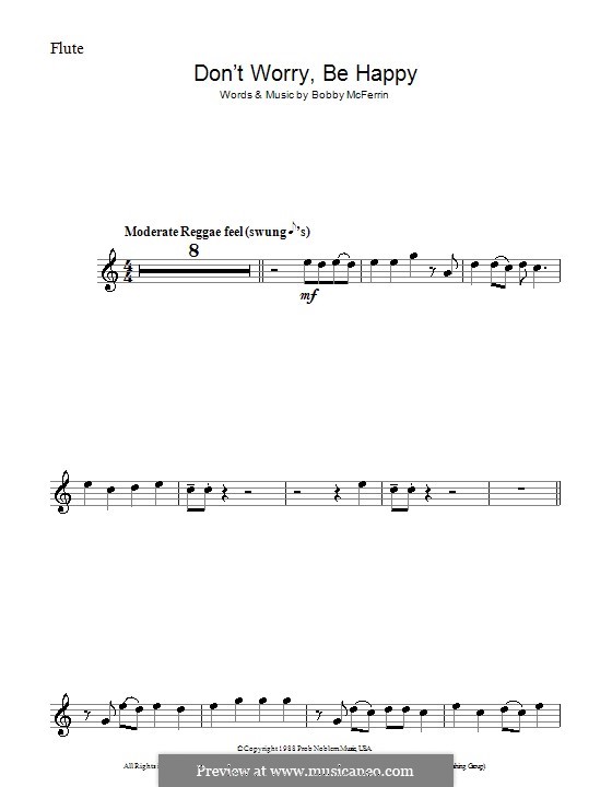 Don't Worry, Be Happy by B. McFerrin - sheet music on MusicaNeo
