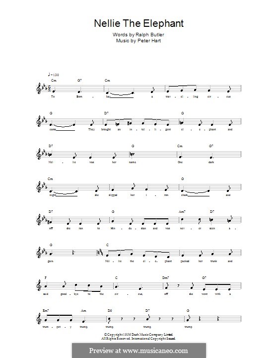 Nellie the Elephant by P. Hart - sheet music on MusicaNeo