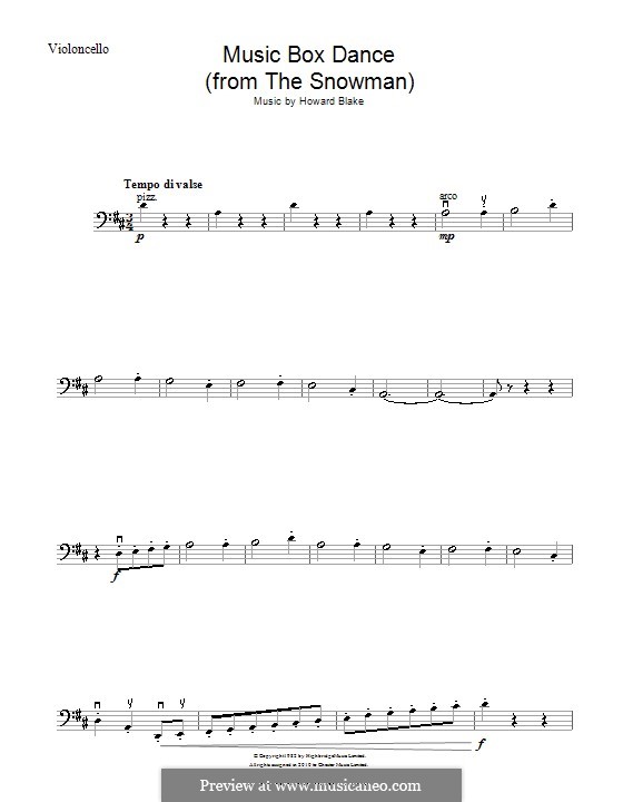 Music Box Dance (The Snowman) by H. Blake - sheet music on MusicaNeo