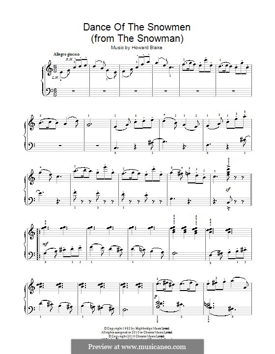 Dance of the Snowmen (The Snowman) by H. Blake - sheet music on MusicaNeo