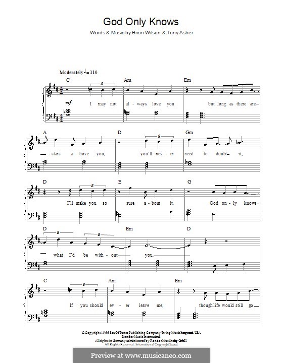 God Only Knows (The Beach Boys) by B. Wilson, T. Asher on MusicaNeo