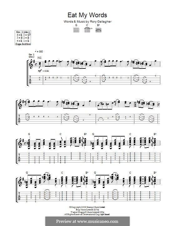Eat My Words by R. Gallagher - sheet music on MusicaNeo