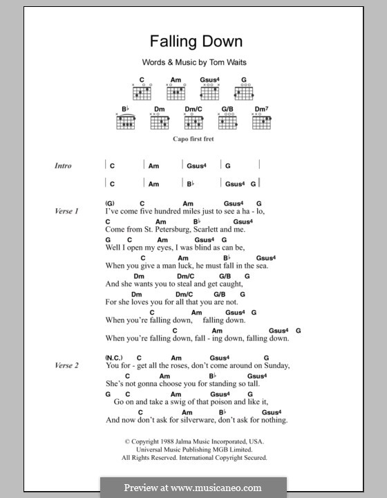 Falling Down by T. Waits - sheet music on MusicaNeo