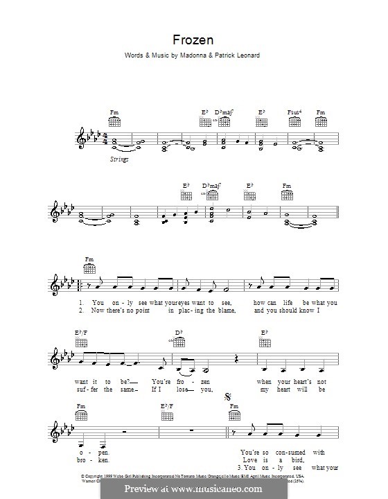Frozen by Madonna, P. Leonard - sheet music on MusicaNeo