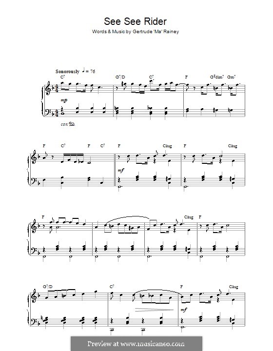 See See Rider (The Animals) by Ma Rainey - sheet music on MusicaNeo