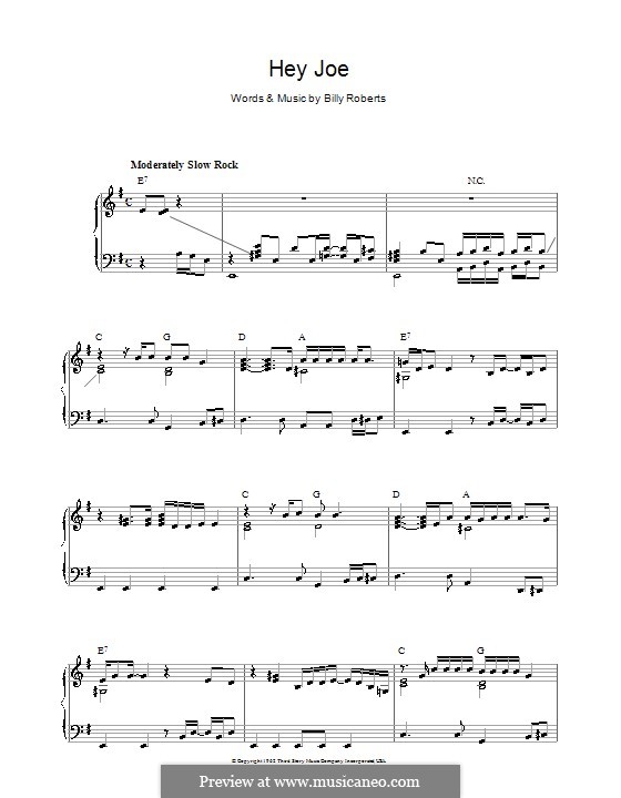Hey Joe by B. Roberts - sheet music on MusicaNeo