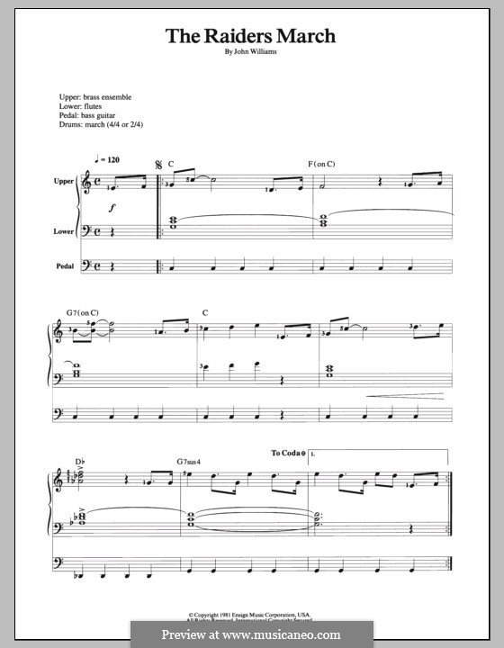 Raiders March (from Raiders of the Lost Ark) by J. Williams on MusicaNeo