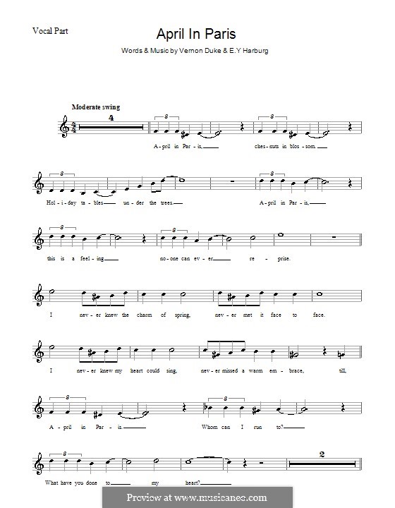 April in Paris by V. Duke - sheet music on MusicaNeo