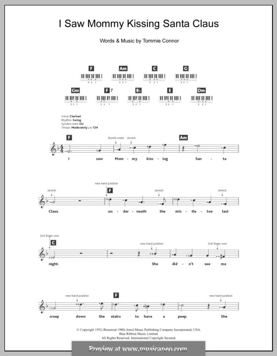 I Saw Mommy Kissing Santa Claus By T Connor Sheet Music On Musicaneo