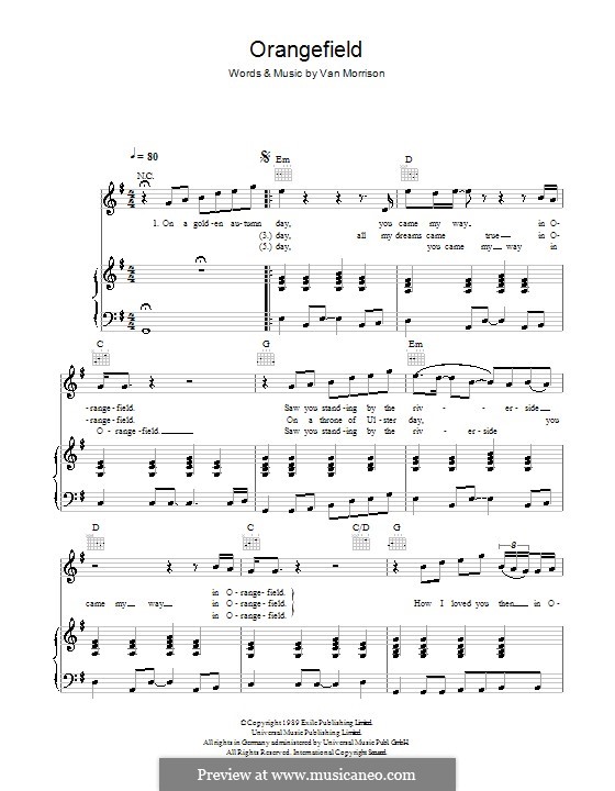 Orangefield by V. Morrison - sheet music on MusicaNeo