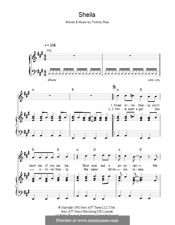 Sheila by T. Roe - sheet music on MusicaNeo