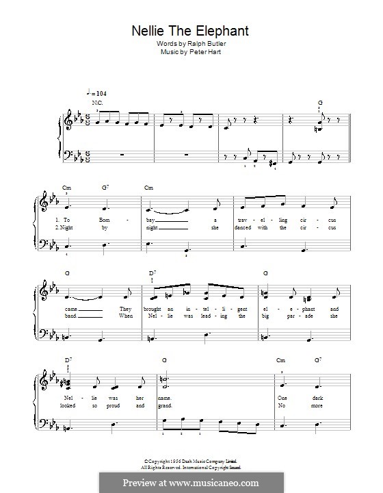 Nellie the Elephant by P. Hart - sheet music on MusicaNeo
