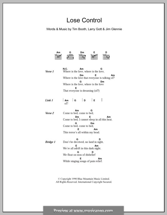 Lose Control (James) by J. Glennie, L. Gott, T. Booth on MusicaNeo