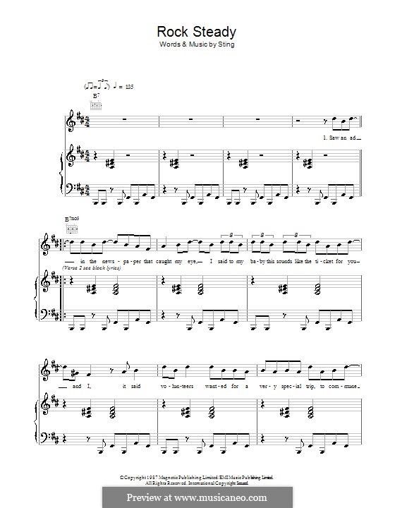 Rock Steady by Sting - sheet music on MusicaNeo