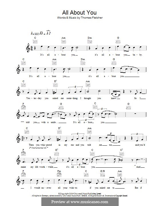 All About You (McFly) by T. Fletcher - sheet music on MusicaNeo