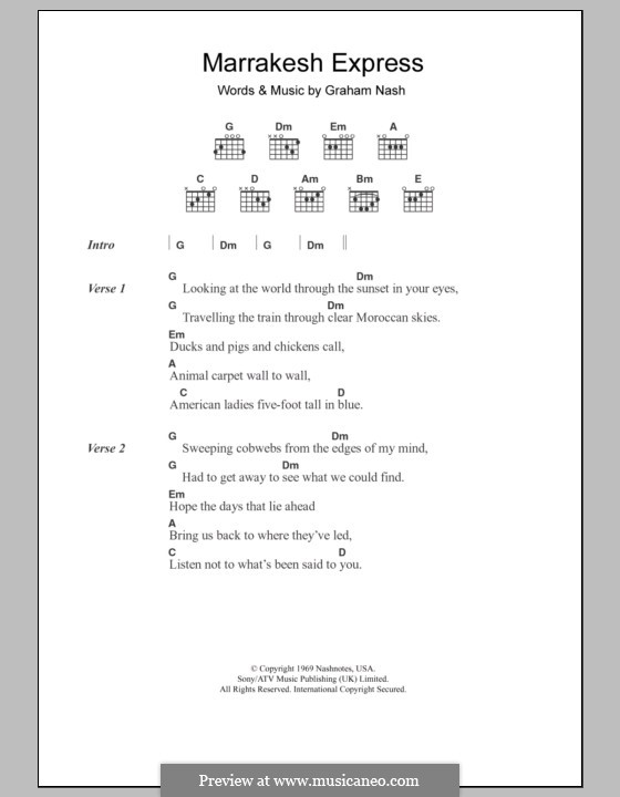 Marrakesh Express (Crosby, Stills & Nash) by G. Nash on MusicaNeo