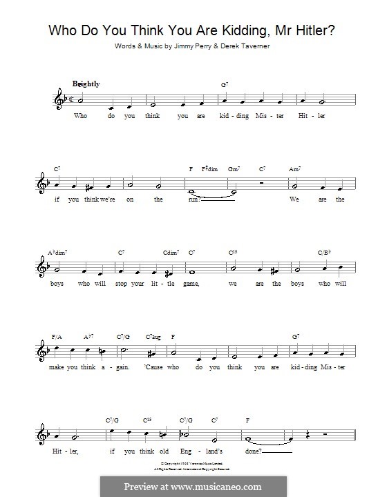 Who Do You Think You Are Kidding, Mr. Hitler? (theme from Dad's Army ...