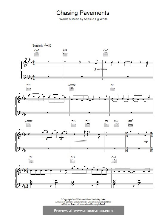 Chasing Pavements by Adele, Eg White - sheet music on MusicaNeo