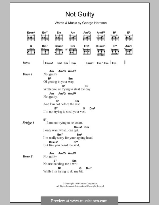 Not Guilty (The Beatles) by G. Harrison - sheet music on MusicaNeo