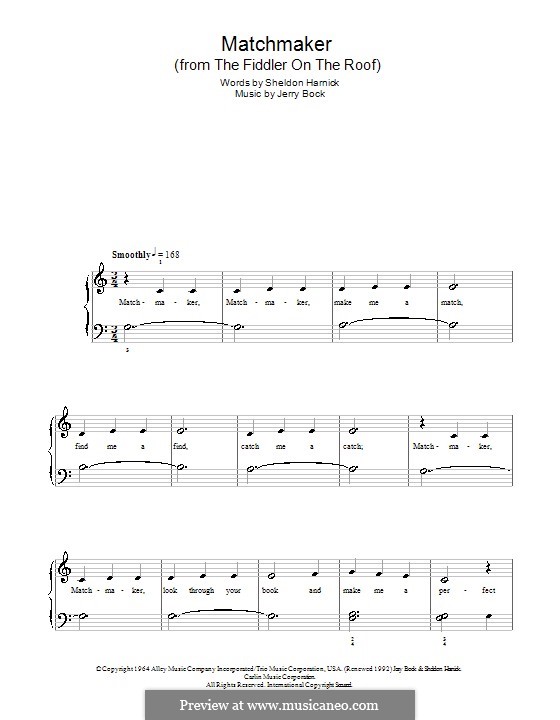 Matchmaker (from The Fiddler on the Roof) by J. Bock on MusicaNeo