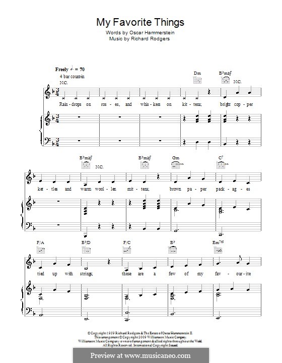 Vocal version (My Favorite Things) by R. Rodgers - sheet music on MusicaNeo