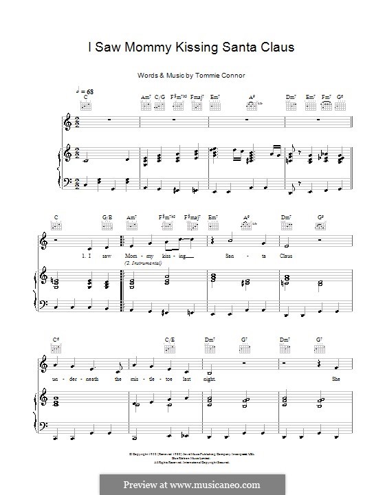 I Saw Mommy Kissing Santa Claus by T. Connor - sheet music on MusicaNeo