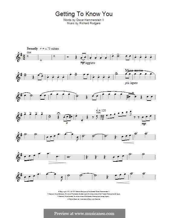 Getting to Know You (from The King and I) by R. Rodgers on MusicaNeo
