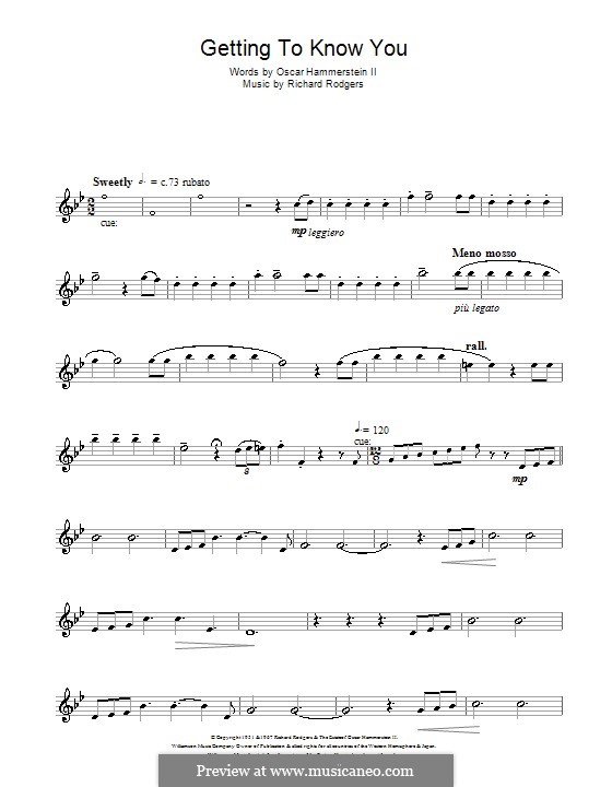 Getting to Know You (from The King and I) by R. Rodgers on MusicaNeo