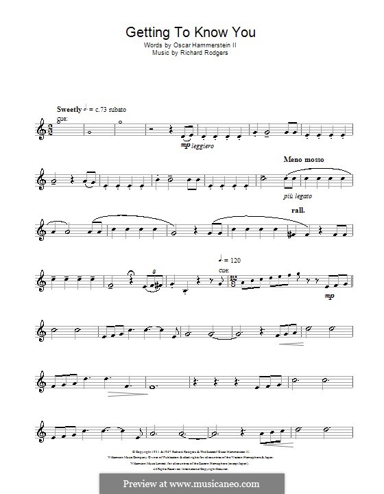 Getting to Know You (from The King and I) by R. Rodgers on MusicaNeo