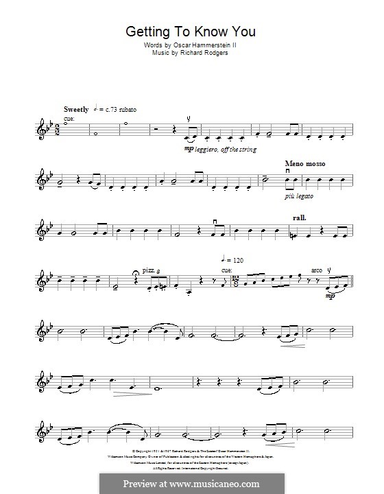 Getting to Know You (from The King and I) by R. Rodgers on MusicaNeo
