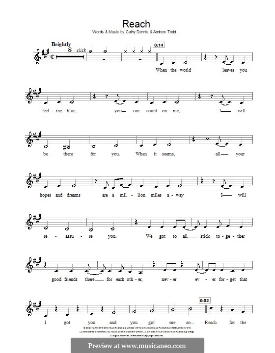 Reach (S Club 7) by A. Todd, C. Dennis - sheet music on MusicaNeo