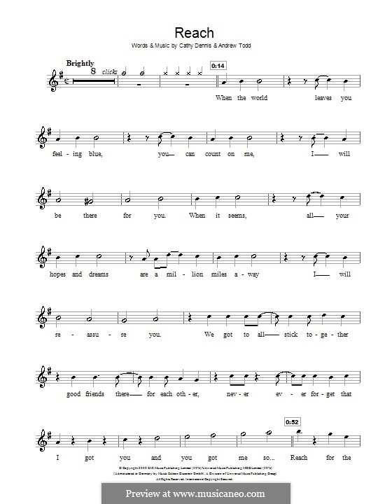 Reach (S Club 7) by A. Todd, C. Dennis - sheet music on MusicaNeo
