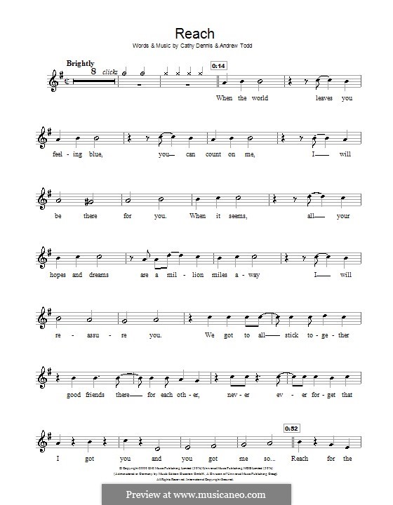 Reach (S Club 7) by A. Todd, C. Dennis - sheet music on MusicaNeo