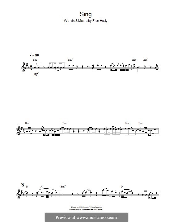 Sing (Travis) by F. Healy - sheet music on MusicaNeo