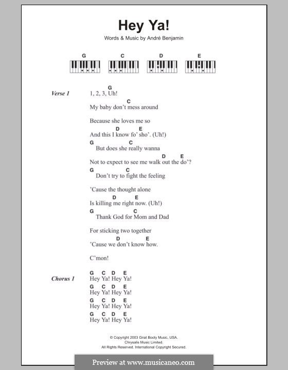 Hey Ya! (OutKast) by A. Benjamin - sheet music on MusicaNeo Hey Ya! (OutKast) by A. Benjamin - sheet music on MusicaNeo