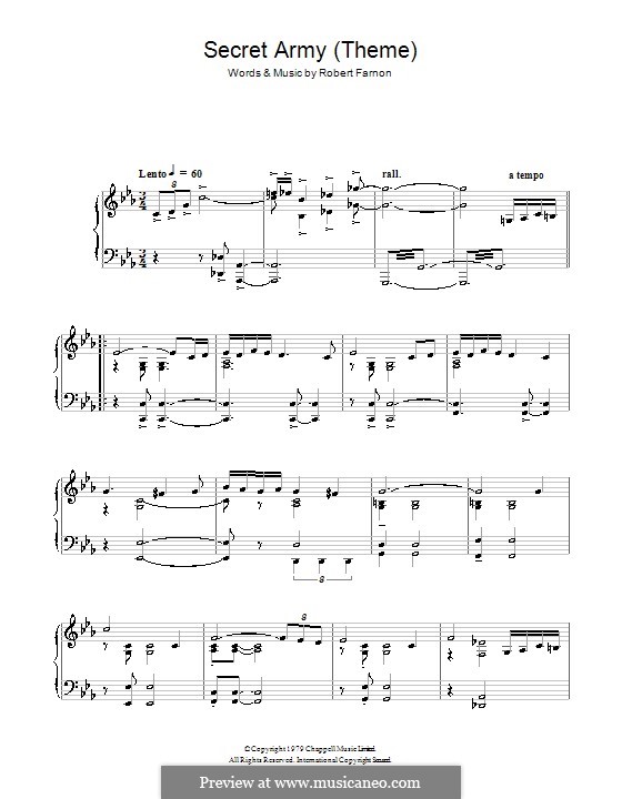 Secret Army (Theme) by R. Farnon - sheet music on MusicaNeo