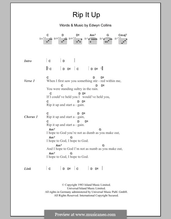 Rip It Up by E. Collins - sheet music on MusicaNeo