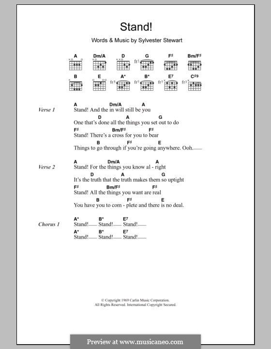 Stand! (Sly and The Family Stone) by S. Stewart - sheet music on MusicaNeo