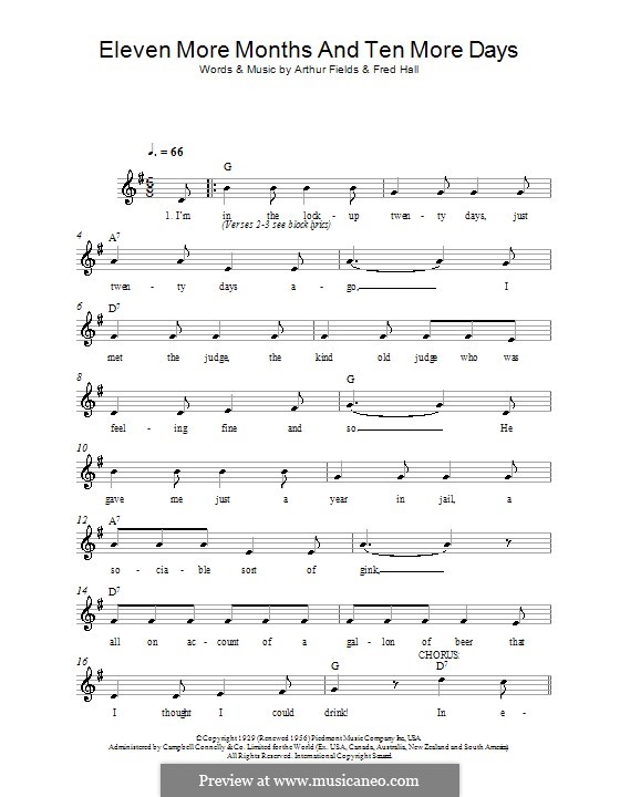 Eleven More Months and Ten More Days by F. Hall, A. Fields on MusicaNeo